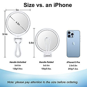 AMISCE Travel Handheld Makeup Mirror 2-Sided with 1X 20X Magnification & Adjustable Handle/Stand, Portable, Small, Girl Women Mother's Gift