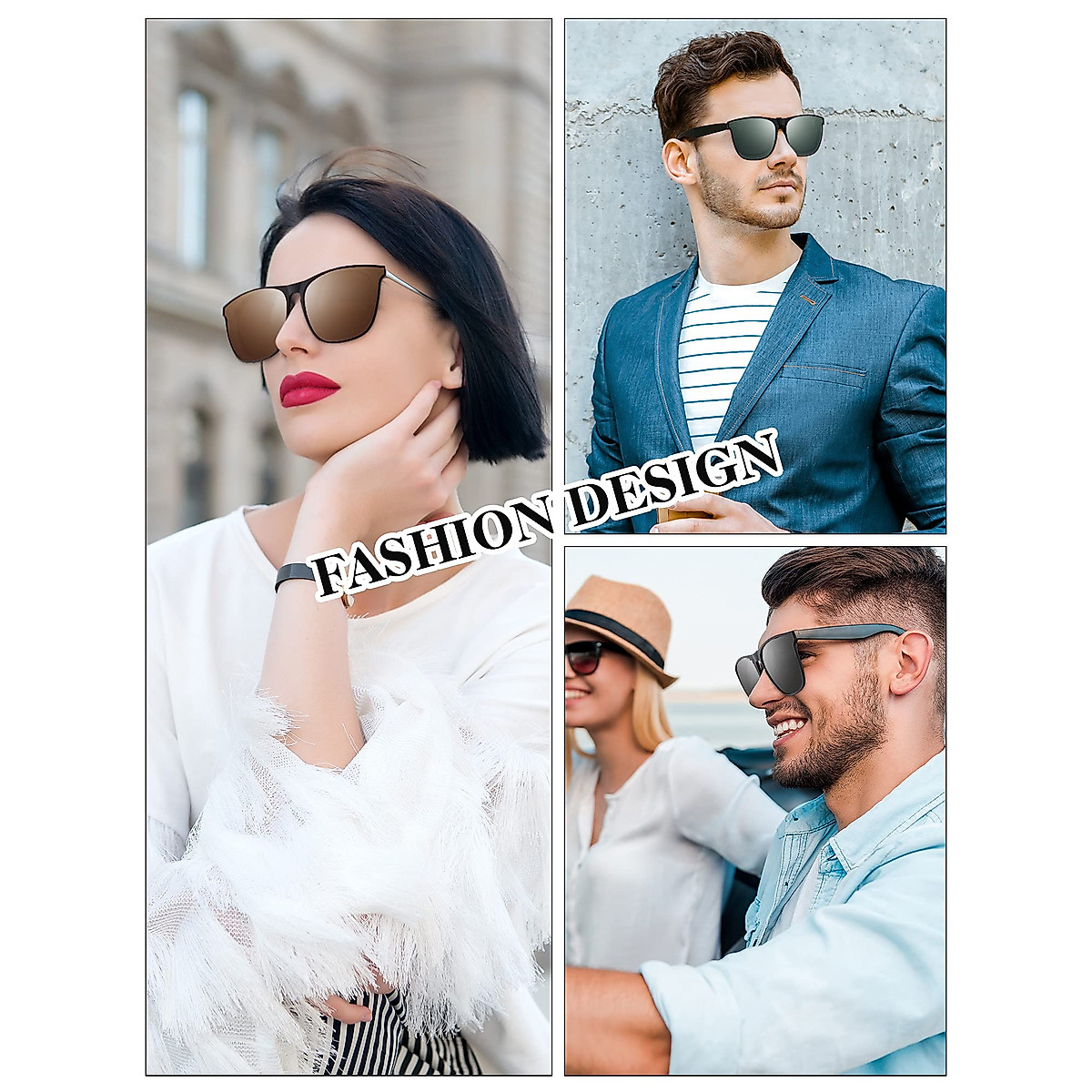 Frienda 3 Pair Oversize Polarized Clip-on Sunglasses Large Anti-glare TR90 Frame Flip up Driving Glasses for Women Men (Black Gray, Yellow)