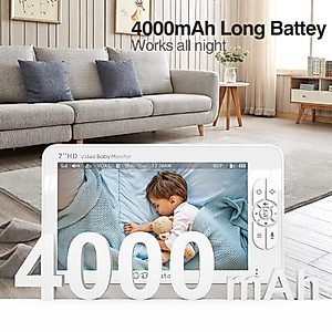 Babystar Baby Monitor, 3.2" Video Baby Monitor with Camera and Audio, Baby Nursery Camera, Two Way Talk, Room Temperature, 7 Lullabies, 960ft Range and Keep Eyes on Babies with Night Vision