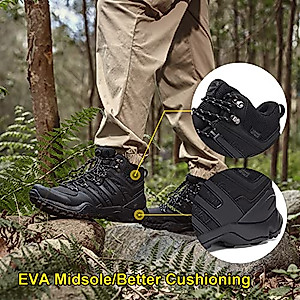 Grand Attack Hiking Boots Men Waterproof,Men's Ankle High Hiking Boots Shoes Outdoor Lightweight Trekking Trails Black 13