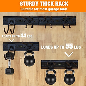 Garage Organization Tool Storage Utility Rack, 32 inches Garage Organizer Wall Mounted Heavy Duty Hanger Organizer System with 4 Adjustable Hooks for Garden Tools, Shovels, Trimmers, and Hoses