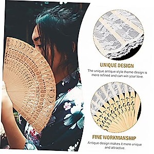 BESPORTBLE Lace Folding Fan Hand Held Fan Foldable Chinese Fan Retro Decor Pocket Paper Fan Wedding Party Fan Paper Fans Hand Fan Handhold Fan Hand Crank Cheongsam Fan Wood White Miss