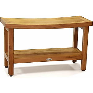 AquaTeak Patented 30" Sumba Teak Shower Bench with Shelf