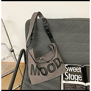 Canvas Messenger Vintage Big Alt Emo Crossbody Bag Goth Punk Shoulder Satchels Harajuku Grunge Handbag (Brown)