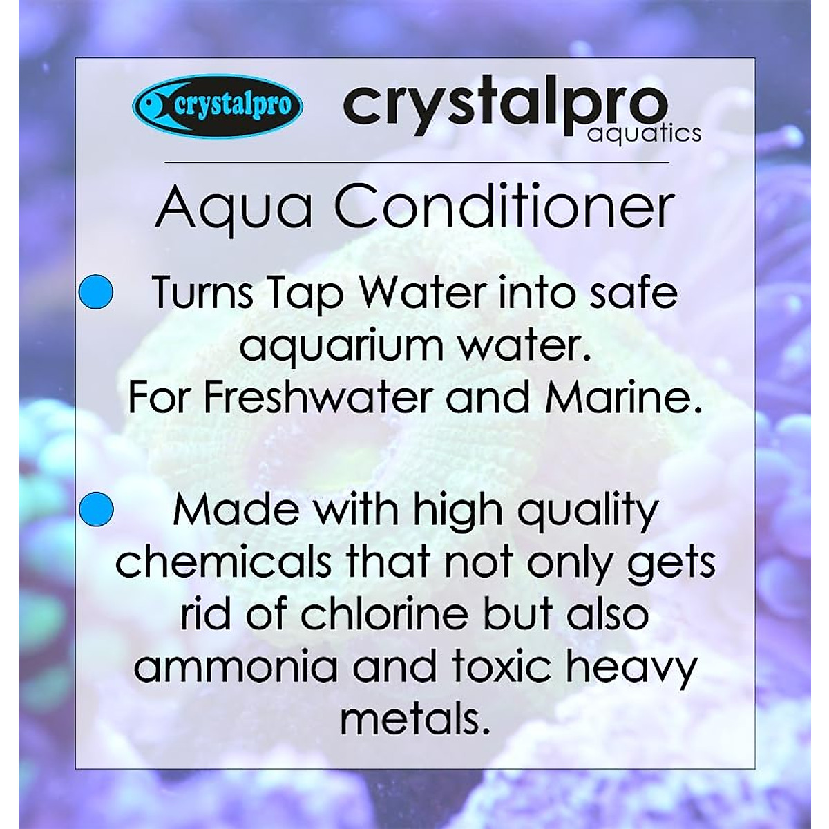 Crystalpro Aqua Conditioner 16.9 Oz - Treats 2650 Gallons Neutralizes Chlorine Ammonia In Tap Water - Additional Minerals To Reduce Stress - For All Aquariums Water Conditioner for Freshwater Aquarium