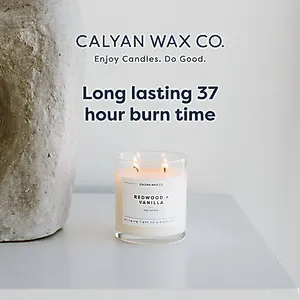 Calyan Wax Co. 2 Wick Candle, Cedar + Tobacco Scented Candle, 37 Hour Burn Time, Aromatherapy Soy Candles, Non Toxic & Vegan Soy Wax, Glass Tumbler Scented Candles, 12.5oz