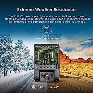 【Bundle: VIOFO A119 V3 with GPS + CPL】 VIOFO A119 V3 Dash Cam 2K Quad HD 1600P with GPS, True HDR, Super Capacitor, Buffered Parking Mode, Motion Detection