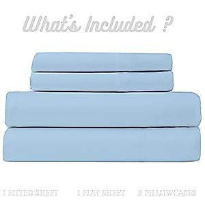 100% Egyptian Cotton Bed Sheets Set -800 Thread Count 4-Piece light blue Solid Sheets Set, Long Staple Luxury California King Size Fits Mattress Upto 16'' Deep Pocket ( light blue Solid )