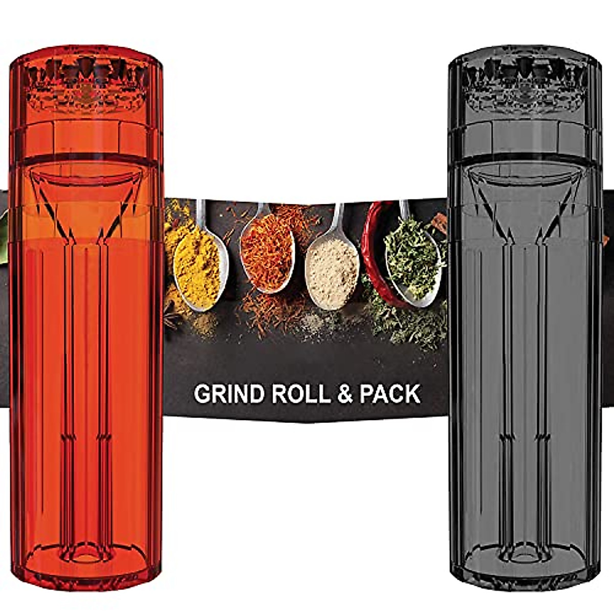 Herb Grinder Cone Loader Portable Cone Grinder, Transparent Herb Spice Grinder with Magnetic Top, Herb Storage Grind Pack All in One (Blue)