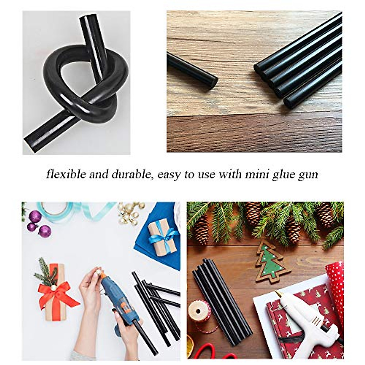 Black Hot Melt Glue Stick Strips Baffo 20 Pcs High Adhesive Hot Glue Gun Sticks for Car Audio DIY Art Craft Home Office Project Craftwork Fix & Repairs Diameter 0.28 inch Length 7.87 inch