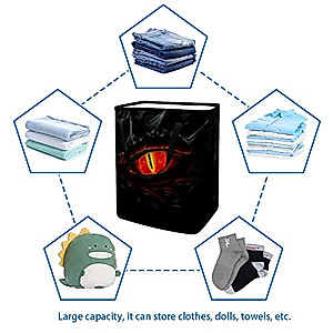 Hot Dinosaur Eye Print Collapsible Laundry Hamper, 60L Waterproof Laundry Baskets Washing Bin Clothes Toys Storage for Dorm Bathroom Bedroom