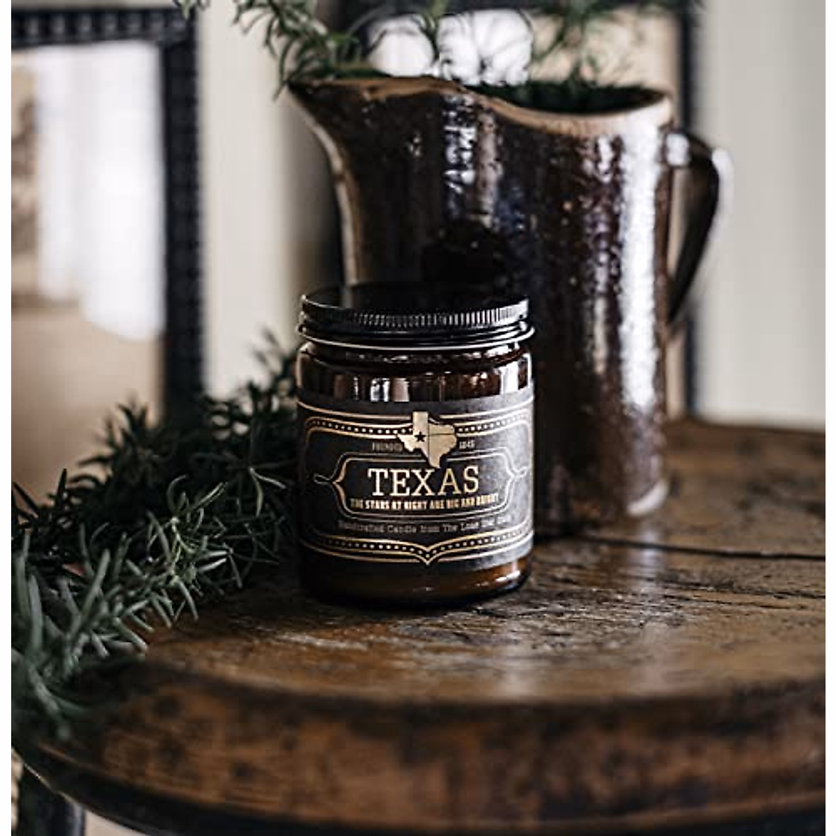 Jackson Vaughn Scented Candle, Texas - Scents of Wild Sage, Vanilla, Campfire, 9oz Jar (7.25oz NET WT), 40 Hour Burn Time