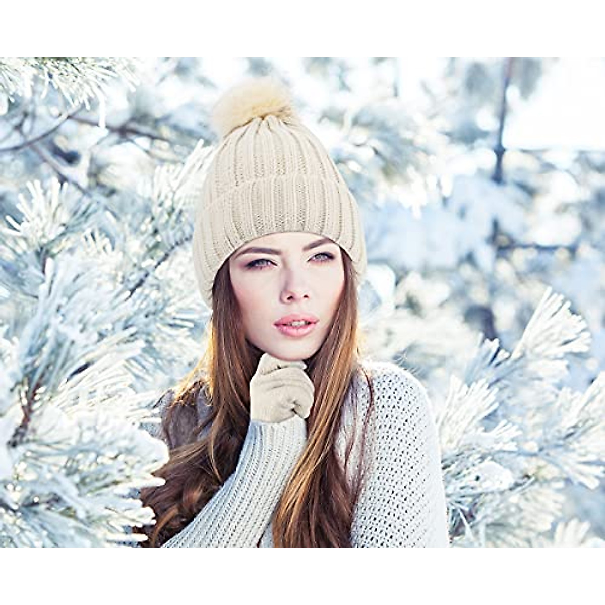 Women Beanie Hats Winter Gloves, Soft Knit Warm Hat and Gloves Sets, Lady Earmuffs Cap,Beanie Hats for Women Young Girls (one Size, Dark Gray (hat & Gloves))