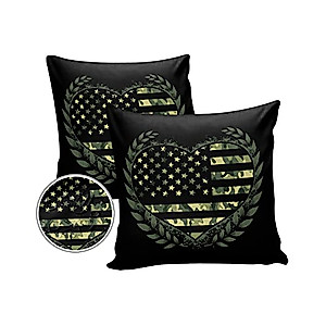 Funnywall88 Waterproof Throw Pillow Covers Set of 2 Camo Couch Pillow Cases Outdoor Sofa Cushion Cover Home Decor for Bed Living Room, 16" x 16"
