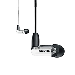 Shure AONIC 3 Wired Sound Isolating Earbuds, Clear Sound, Single Driver with BassPort, Secure in-Ear Fit, Detachable Cable, Durable Quality, Compatible with Apple & Android Devices - White