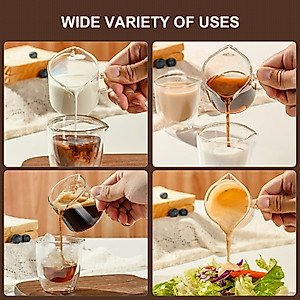 PARACITY Espresso Cup with Handle, Double Spout Glass Measuring Cup with Dual Scale, Espresso Shot Glass with V-Shaped Mouth, Clear Glass Milk Frothing Pitcher, Espresso Accessories, Milk Cup 2.5 OZ