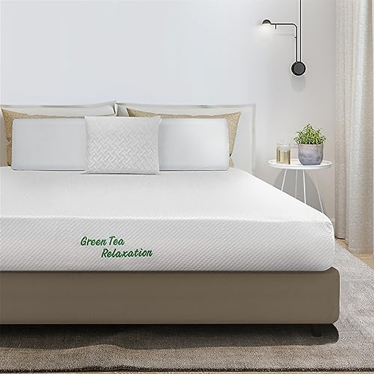 BioPEDIC 8 Inch Green Tea Infused Medium Plush Memory Foam Mattress in a Box - Fiberglass Free - Breathable Cooling Mattress - Twin XL