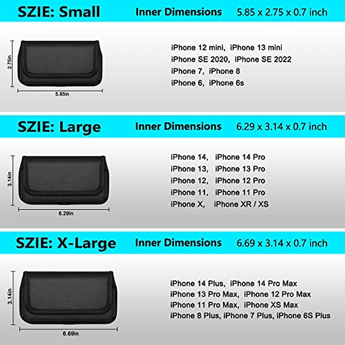 ykooe Rugged Nylon Holster for iPhone 11 Pro Max, 12 Pro Max, 13 Pro Max, 14 Pro Max, 14 Plus, XS Max, 7 Plus, 8 Plus Cell Phone Belt Holder for Men (Fits Phone with Slim Protective Case on), XL