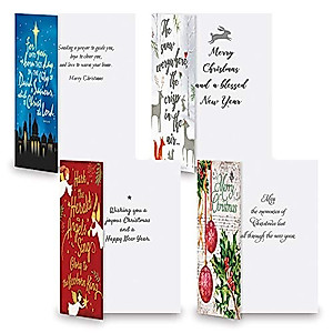 Expressions of Faith Christmas Card Assortments - Holiday Greeting Cards, Set of 32, Large 5" x 7", Sentiments and Scripture Inside, Envelopes Included