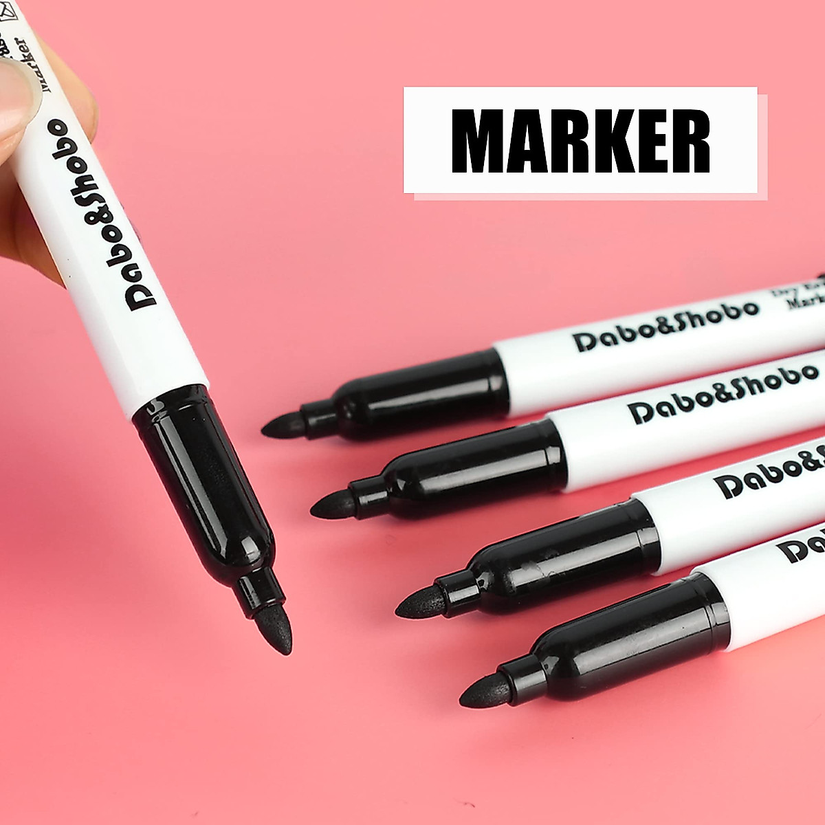 Dabo&Shobo Low Odor Dry Erase Markers, Fine Tip, Bulk Pack of 80, Black Whiteboard Markers, Suitable for School, Office, or Home