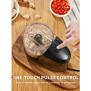 Reemix 1.5-Cup One-Touch Electric Food Chopper, 100W Mini Food Processor Meat Grinder, Mix, Chop, Mince and Blend Vegetables, Fruits, Nuts, Meats, Stainless Steel Blade (Black)