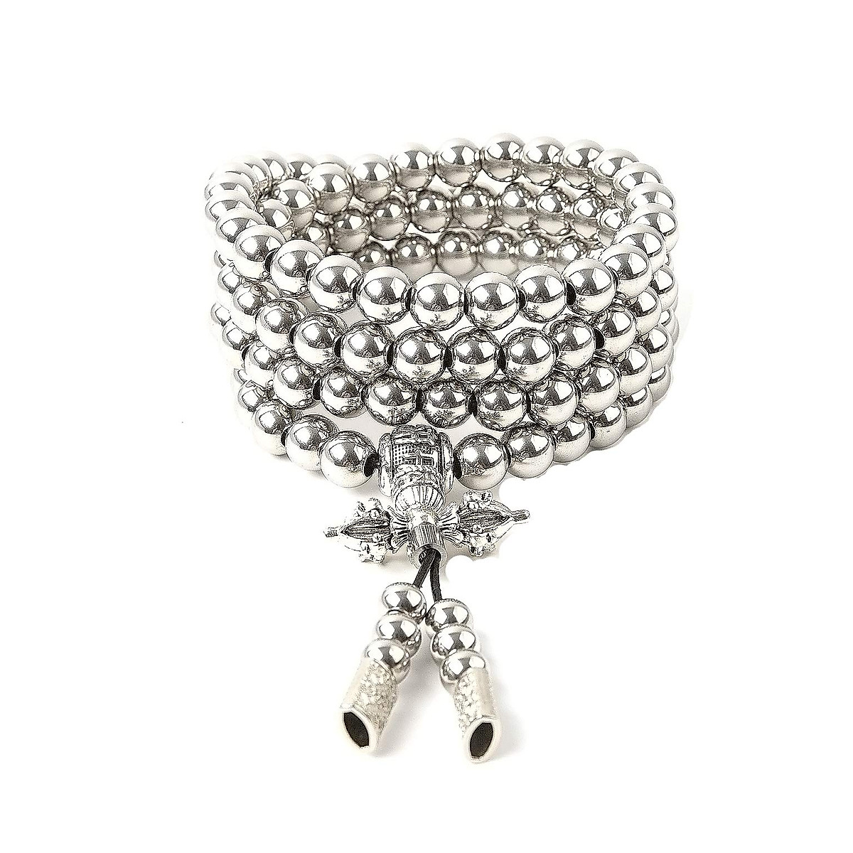 108 Destiny Nepal Prayer Full Metal Buddism Bead Mala Necklace (full stainless steel)