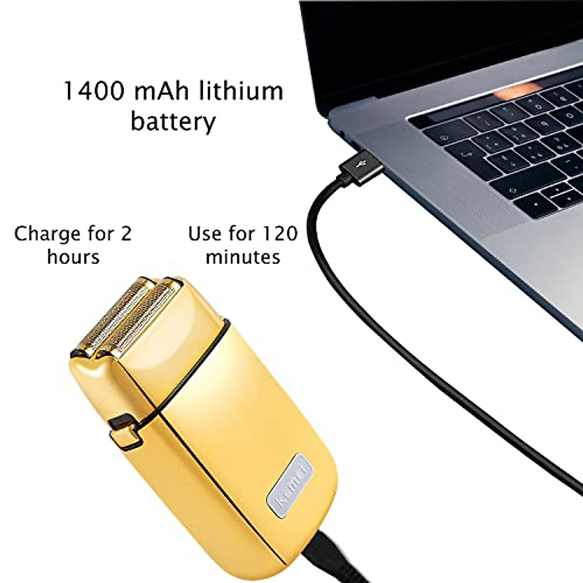 Kemei Cordless Metal Double Electric Shaver Razor for Men Close Electric Shavers, Type-C Rechargeable for Wet/Dry Shaving