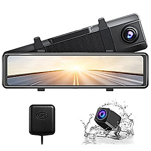 AKASO DL12 2.5K Mirror Dash Cam Voice Control 12" Touch Screen Front and Rear Dual Dash Camera for Cars Night Vision Backup Camera with Sony Starvis Sensor GPS G-Sensor Parking Assistance