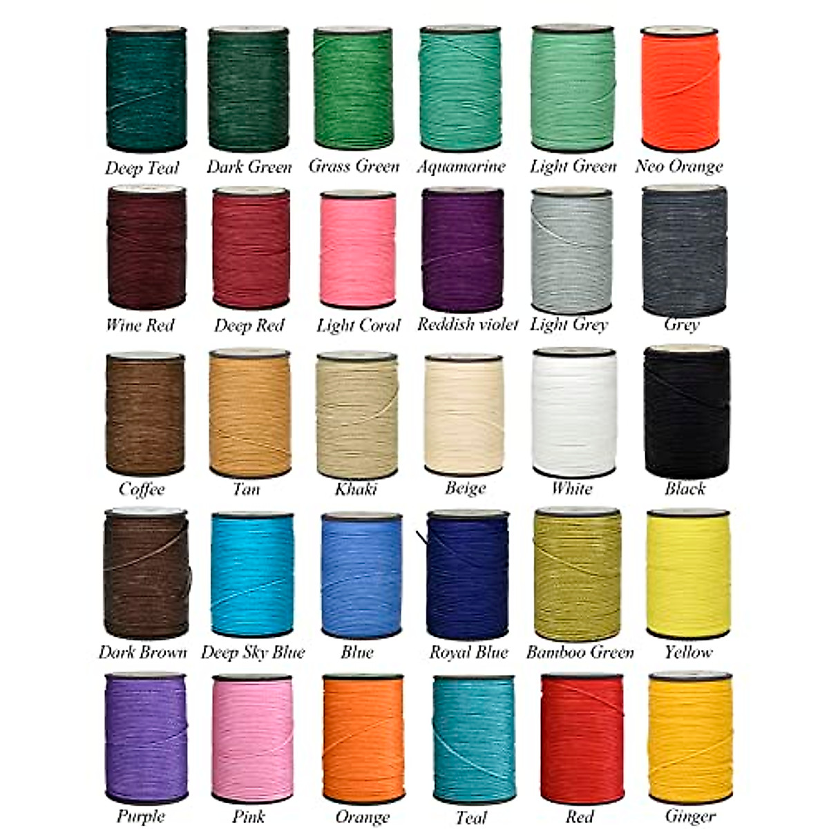 Selric [30 Colors Available] 0.8mm Round Waxed Polyester Thread for DIY Leather Projects, Macrame, Crafts, Machine and Hand Sewing (Grass Green)