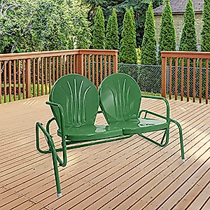 Northlight 2-Person Outdoor Retro Metal Tulip Double Glider Patio Chair, 32", Green