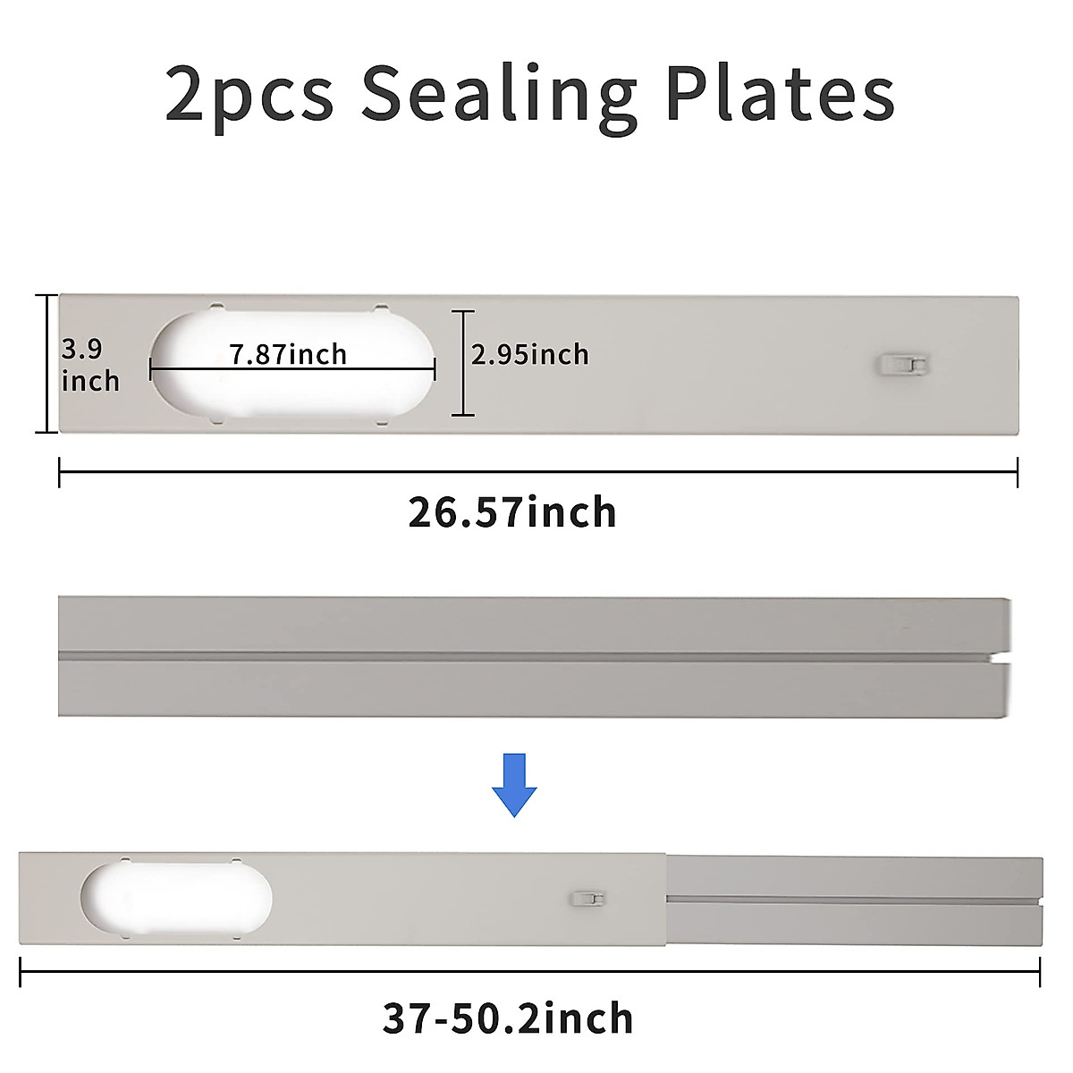 Shinco Sliding Door Air Conditioner Window Sealing Plate with Special Designed Lock Portable Air Conditioners, Adjustable Length Portable AC Vent Kit, 26.57in.-38.58in. Short Plate (Single)