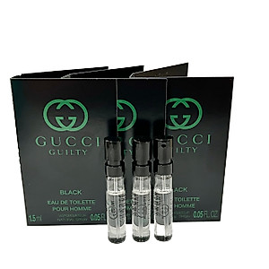 Gucci Guilty Black Sample Perfume Men EDT Spray Pour Homme MINI SMALL Travel Size 1.5 ML / 0.05 (3676) - set of 3