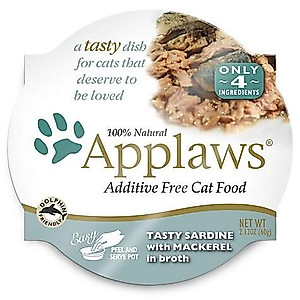Applaws Cat Food in Broth Pots Variety Bundle Pack - 6 Flavors - 2.12 Ounces Each (12 Total) W/Hotspot Pets Collapsible Bowl