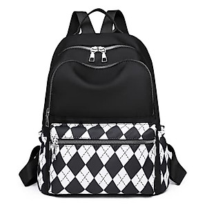 Wednesday Tartan Plaid Backpack Aesthetic Back to School for Teens Y2K Gothic Black White School Book Bag (Black)