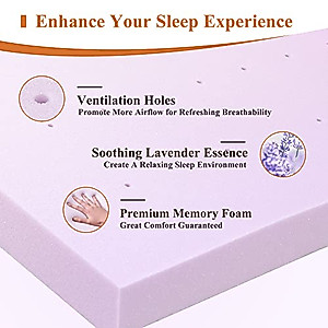 NeuType 3 Inch Memory Foam Mattress Topper Queen Size Mattress Topper Soothing Lavender Infused Cooling Gel Infused Bed Topper CertiPUR-US Certified, Foam Mattress Pad for Pressure-Relieving