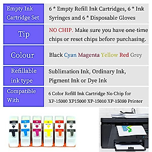 Gooyule 312XL Sublimation Ink Cartridges No Chip Refillable Ink Cartridge for XP-15000 XP-15010 XP-15080 Remanufactured Ink Cartridges Without Chip & Ink for XP15000 Printer
