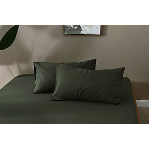 F.Y.Dreams 3Pcs Queen Size 100% Washed Cotton Duvet Cover Set,Fade-Resistant Linen Like,1 Duvet Cover 90x90 Inches with Zipper and 2 Pillowcases(NOT Suitable for Weighted Blankets),Forrest Green