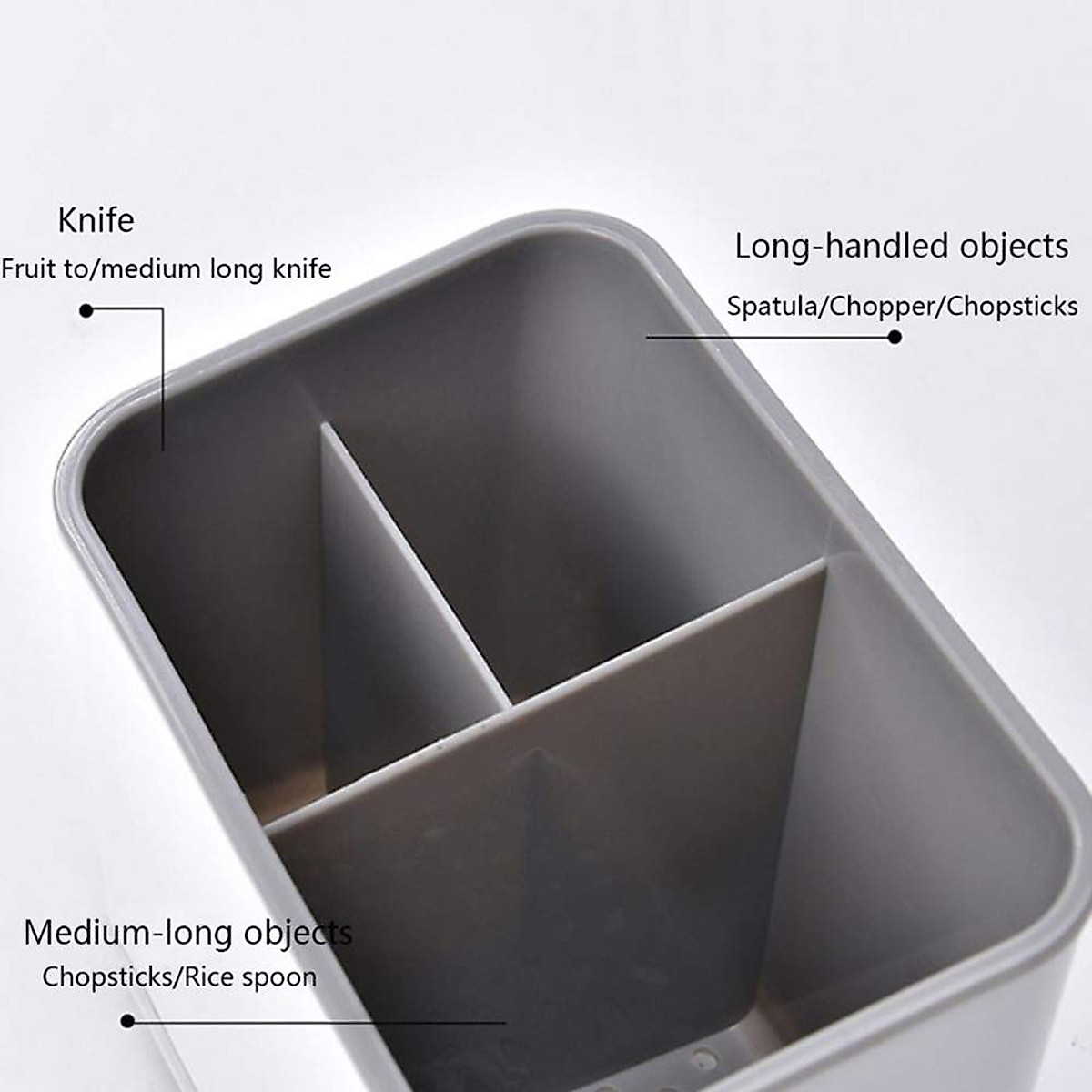 AKOAK 1 Pack Chopstick Holder - Cutlery Storage Box, Sink Cutlery/Spoon/Knife/Fork 3 Compartment with Drain Pipe Ideal Kitchen Organizer