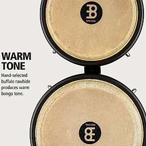 Meinl Percussion Bongos Hand Drum Set 6.75" and 8" with Hardwood Shells and Tuning Key — NOT MADE in CHINA — Marathon Designer Series, 2-YEAR WARRANTY (FWB190LB)
