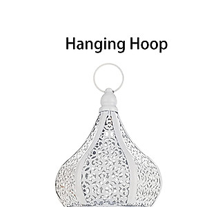 Paluopo Battery Powered Lamp White Cordless Outside Lights Garden Patio Outdoor Apartment Lanterns Decor,Hanging Lights Boho Moroccan Lantern Decor for Bedroom Tabletop (S-White-1Pcs)