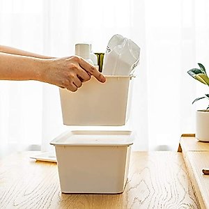 Lunmore Small Storage Box Bin Container Cube Organizer Set Stackable Storage Basket Shelf Organizer Pack of 3