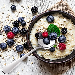 Foamia Soup Spoons, 12-Pack Stainless Steel Spoons Silverware Round Cereal Spoon Dinner Spoons Tablespoons Set for Bouillon Dessert Ice Cream Kitchen Cooking Flatware