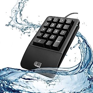 Adesso AKB-618UB Waterproof Numeric Keypad for PC Numberpad with Wrist Rest Support