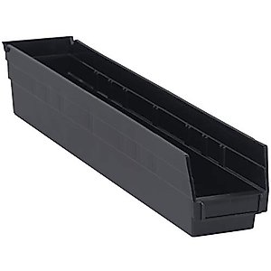 QUANTUM STORAGE SYSTEMS K-QSB105BK-10 10-Pack Plastic Shelf Bin Storage Containers, 23-5/8" x 4-1/8" x 4", Black