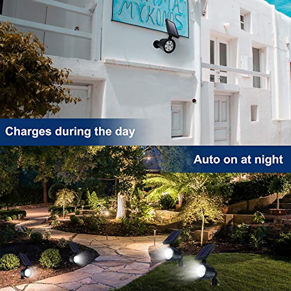 Westinghouse 2-in-1 Solar Spot Lights Outdoor, Auto on/Off Decorative Solar Landscape Spotlights, Weather Resistant Wall Lights for Pool Yard Porch Garden Driveway Walkway, 2 Pack, White Light