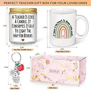 Teacher Gifts for Women - Teacher Appreciation Gifts - Thank You Gifts, Best Teacher Gifts from Student, Back to School, Graduation Gifts Coffee Mug Keychain Candle Gifts Basket for Teachers Women