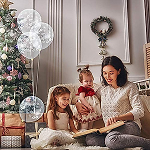 40 Pieces Clear Snowflake Balloons Winter Transparent Snowflake Latex Balloons for Christmas Birthday Wedding Party Decorations