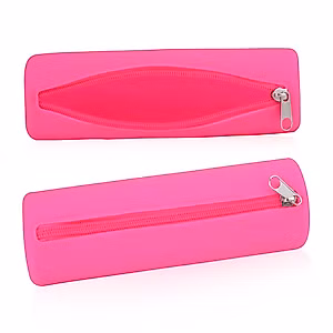 iSuperb Pencil Case Silicone Pencil Pouch Small Pen Bag Makeup Bag Organizer Storage Bag Waterproof Cosmetic Zipper Pouch (Rose red)