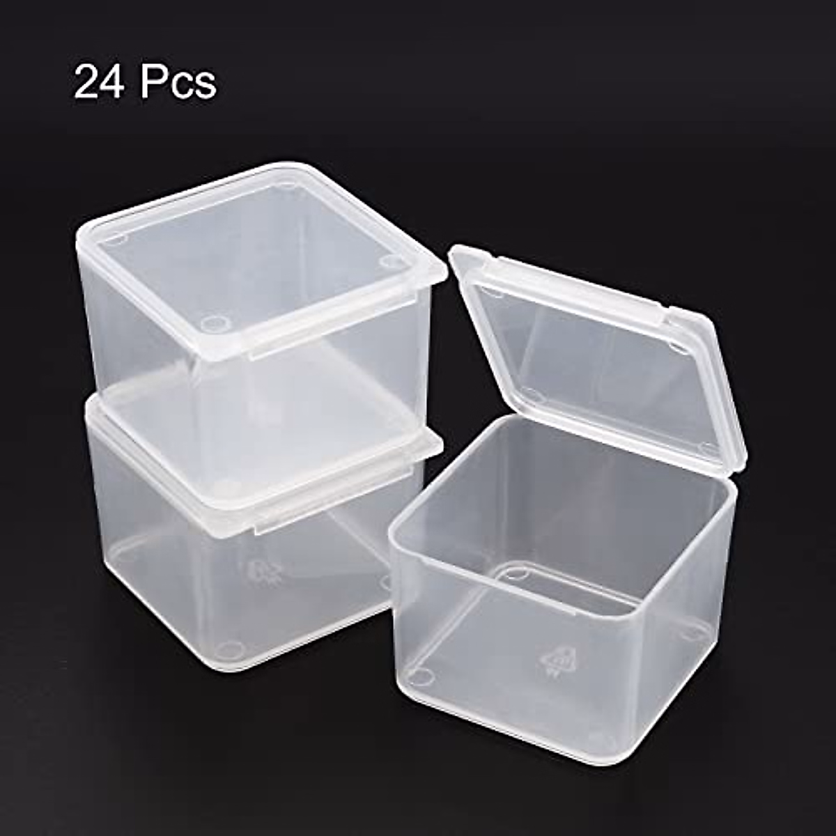 PATIKIL Clear Storage Container with Hinged Lid 40x28mm, 12 Pack Plastic Square Box for Beads Art Craft