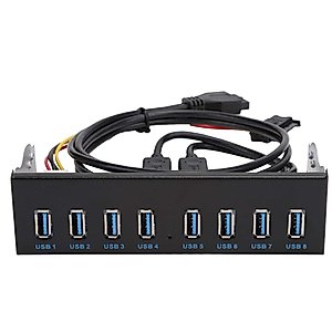 ASHATA USB Front Panel,USB3.0 19PIN 8 Ports Hub Optical Drive Extension Front Panel Adapter for PC Computer